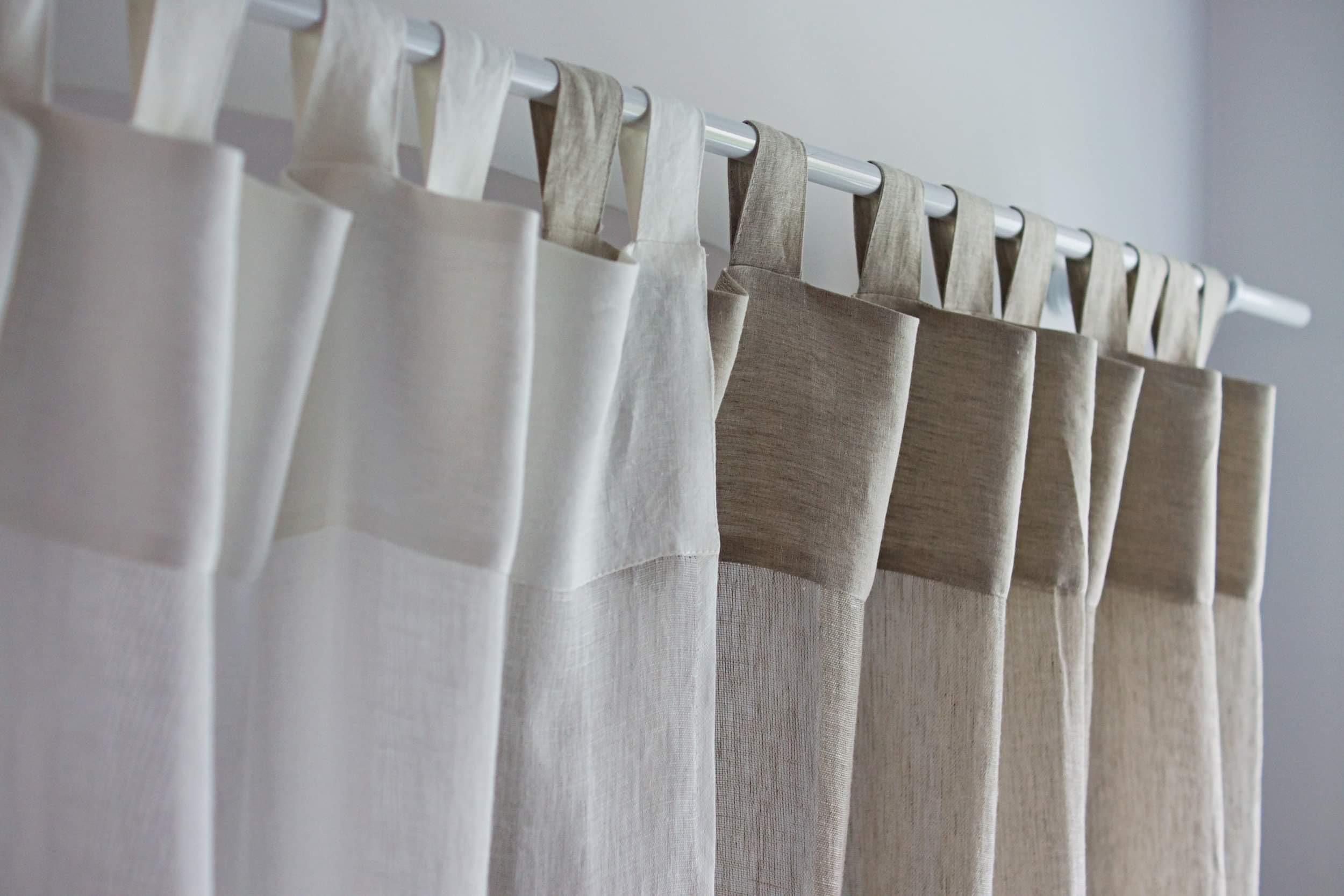 Sheer White Linen Curtains, Stone Washed Tab Top Curtain Panel - Etsy
