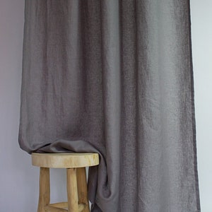 Linen Curtain Grey, Tie Top Curtain Panel, Grey Linen Curtain, Living ...