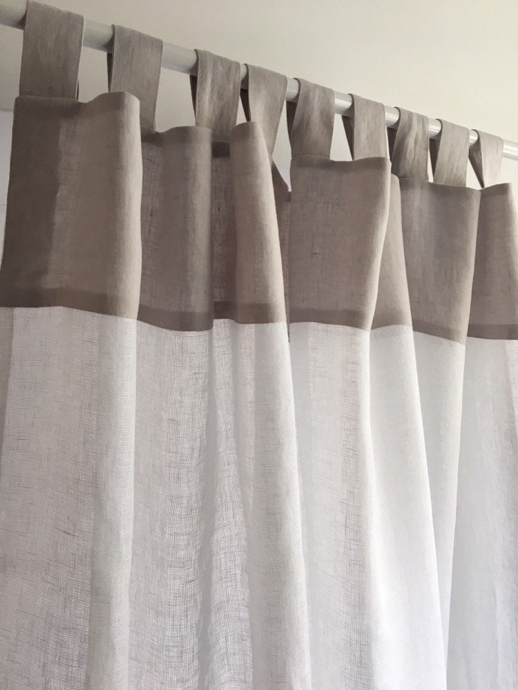 Sheer White Linen Curtains, Stone Washed Tab Top Curtain Panel - Etsy