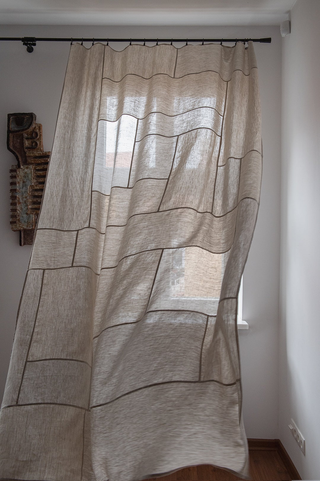 Linen Pojagi Curtain: Korean Patchwork Room Divider - Etsy