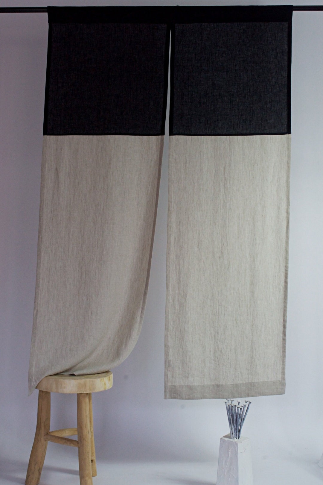 Linen Noren Curtain, Linen Noren Door Curtain, Japanese Curtain Panel ...