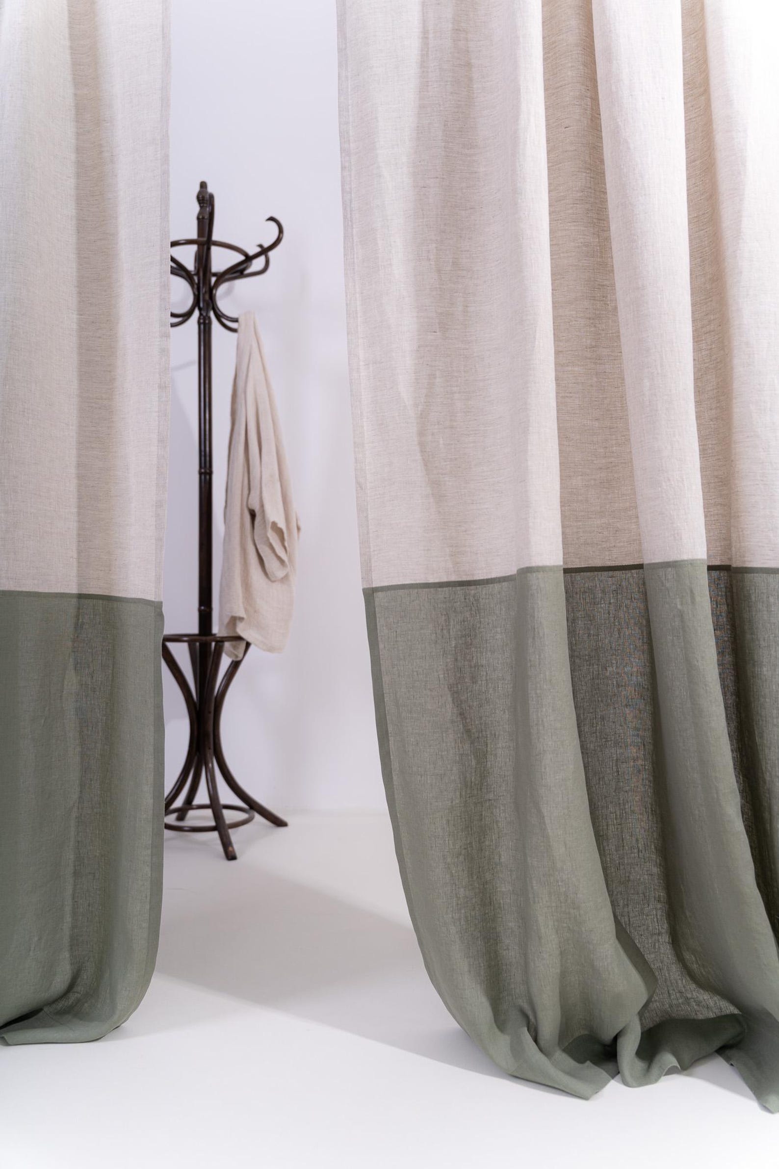 Two-tone Linen Curtain Panel: Oatmeal Top, Choose Bottom Color - Etsy