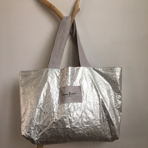 Linen Tote Bag in Light Grey Grey Linen Tote Bag Big Beach - Etsy