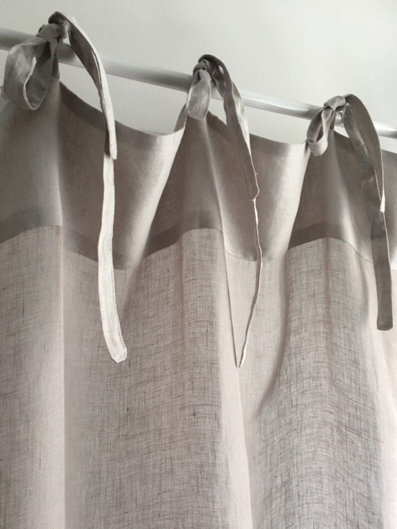 Linen Curtain Grey Linen Window Panel Grey Sheer Curtains - Etsy