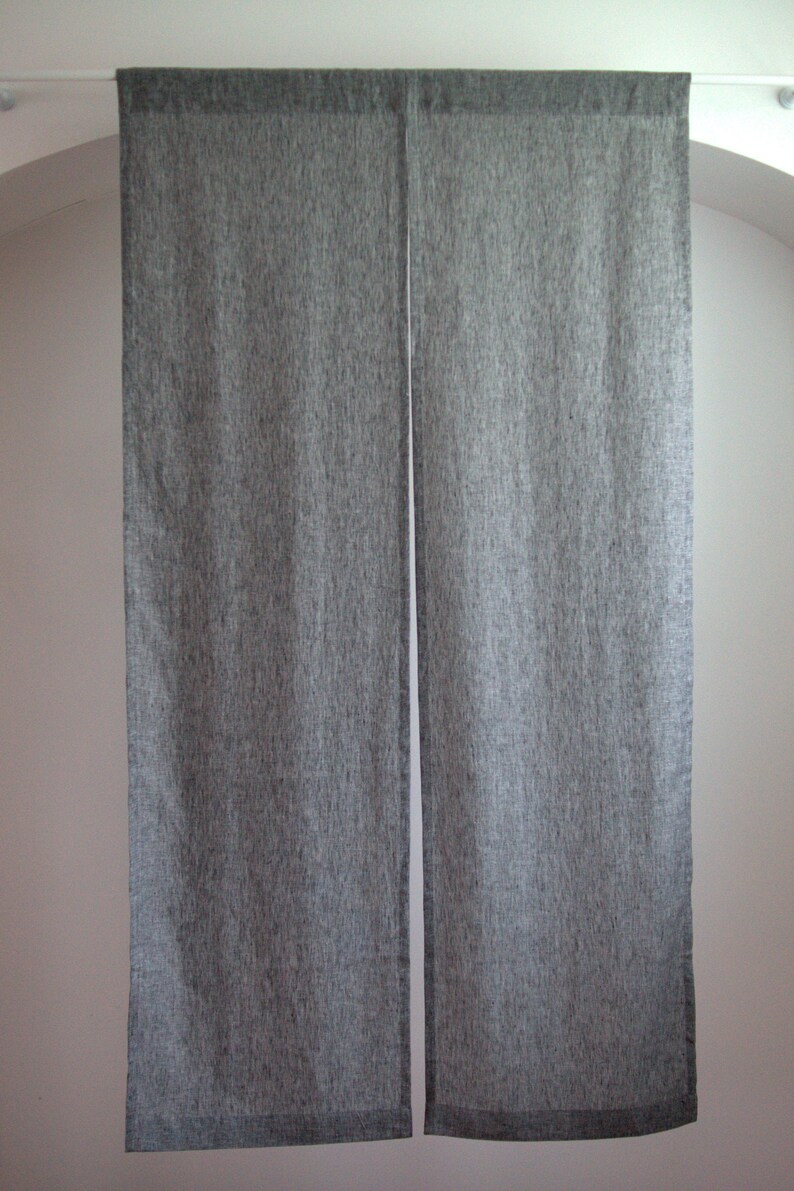 Traditional Linen Japanese Noren in Melange Black White Linen - Etsy