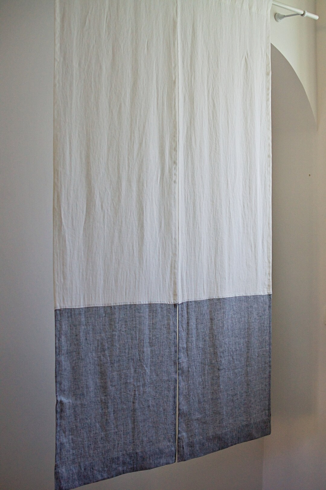 White Linen Noren, Two Color Noren Doorway Curtain, Linen Japanese ...