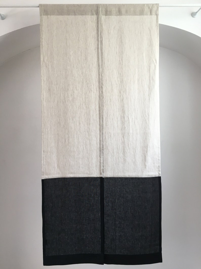 Japanese Linen Noren Linen Noren Curtain Double Color Room | Etsy