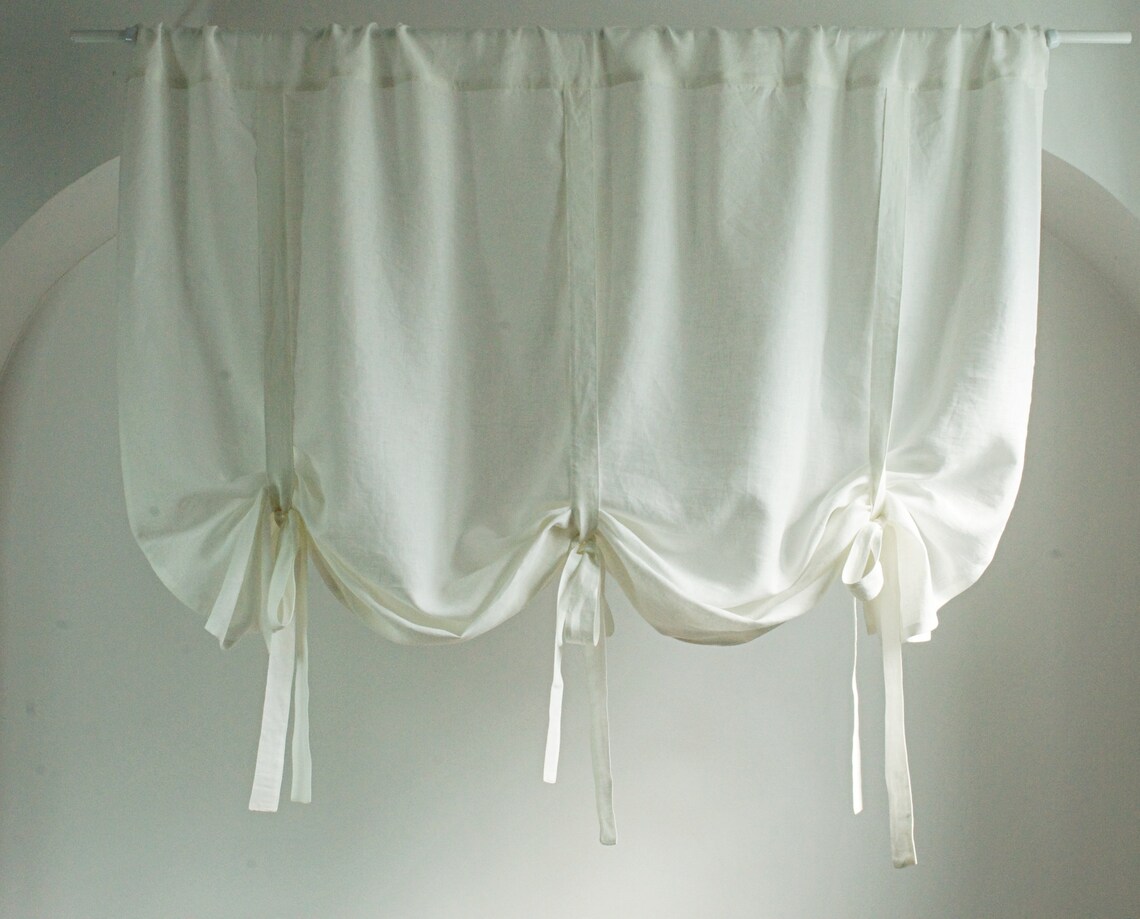 Linen Window Shade off White Kitchen Valance Linen Tie up - Etsy