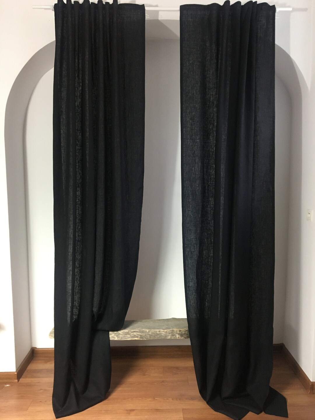 Linen Curtain Heavy Linen Curtains Black Linen Curtain - Etsy