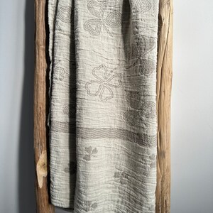 Linen Cotton Bath Towel, Beige Washed Linen Huckaback, Sauna Spa Wrap ...