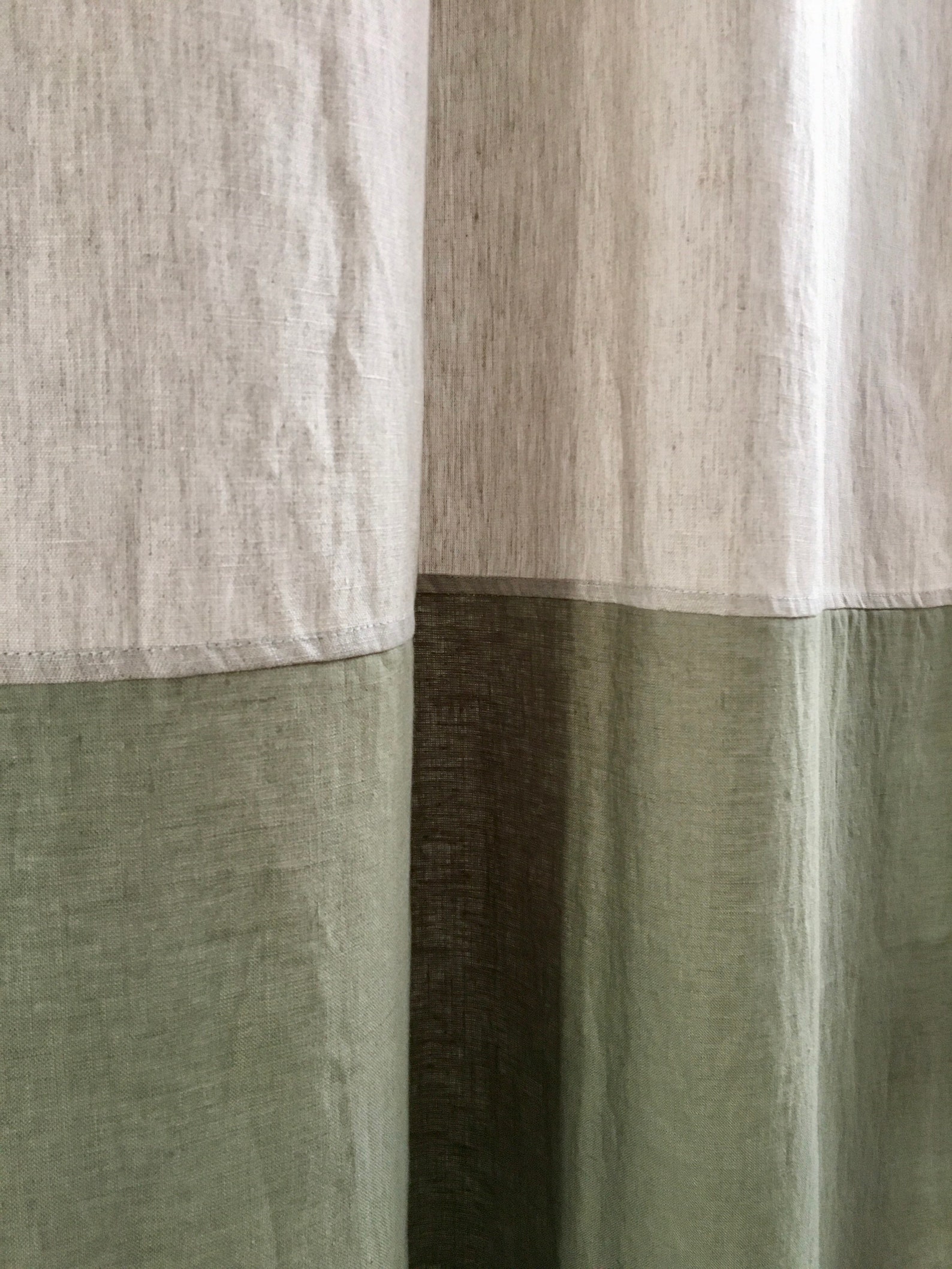 Two-tone Linen Curtain Panel: Oatmeal Top, Choose Bottom Color - Etsy