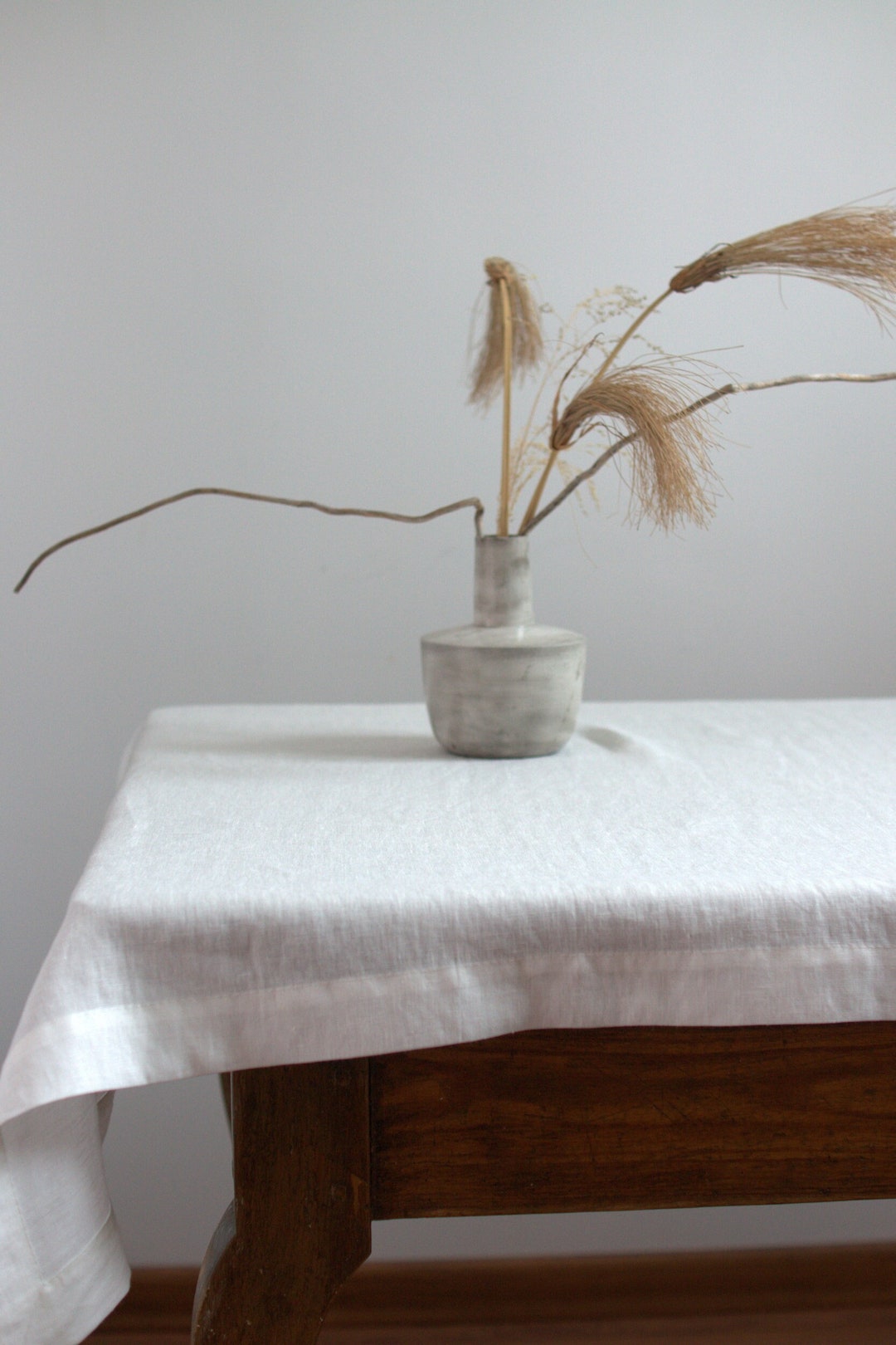 Ivory Linen Tableclot in Simple Style, Linen Table Cloth, Linen ...