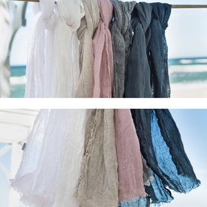 Oatmeal Long Linen Scarf, Long Linen Scarf Unisex in Oatmeal Color ...