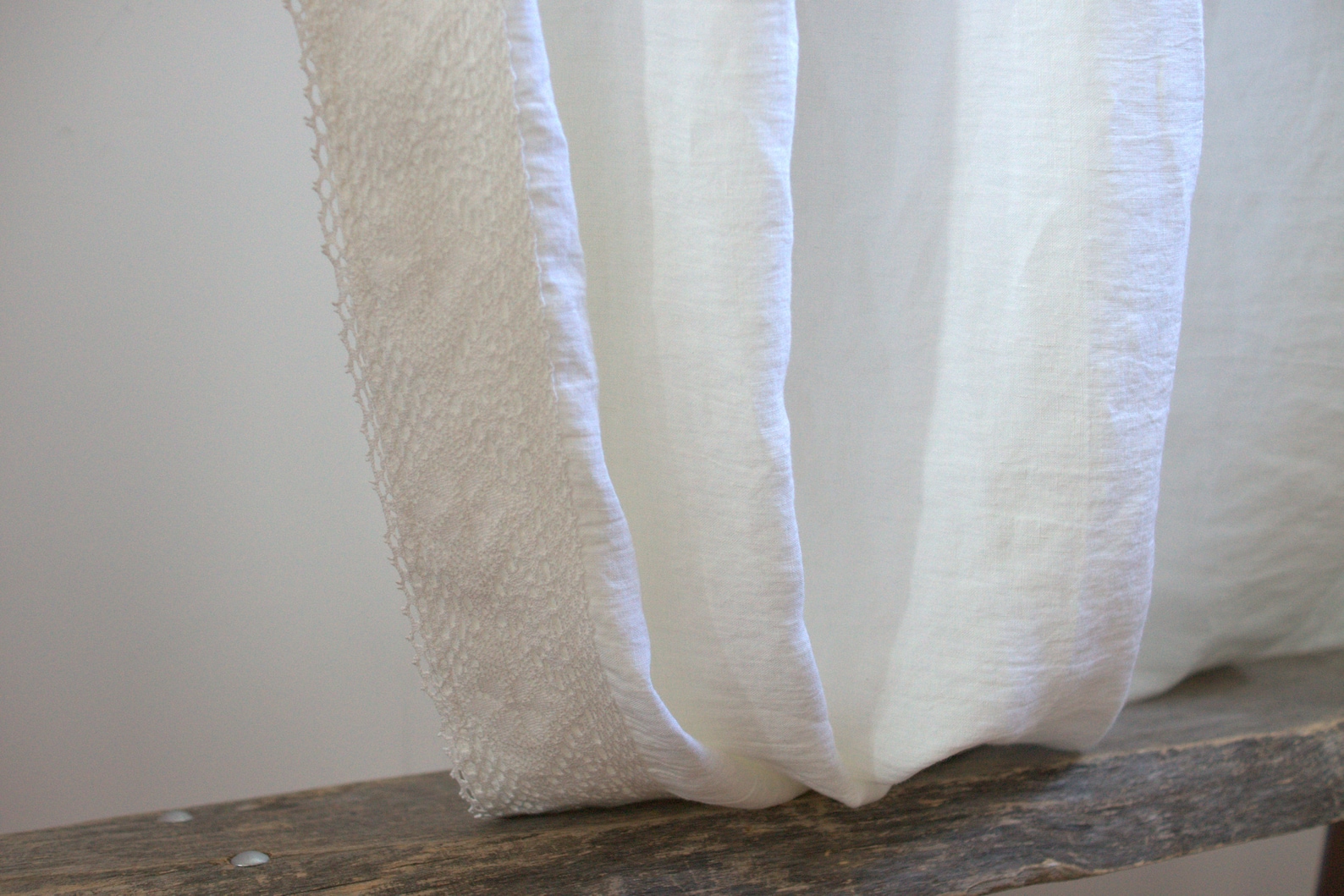 White Linen Curtains With Lace Custom Linen Drapes in Rustic - Etsy