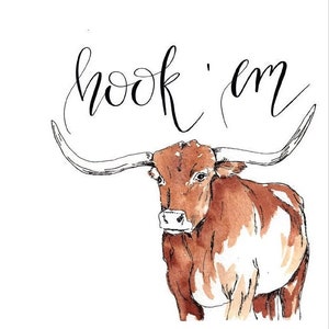 Hook 'em Greeting Card, 5x7, Digital Print - Etsy