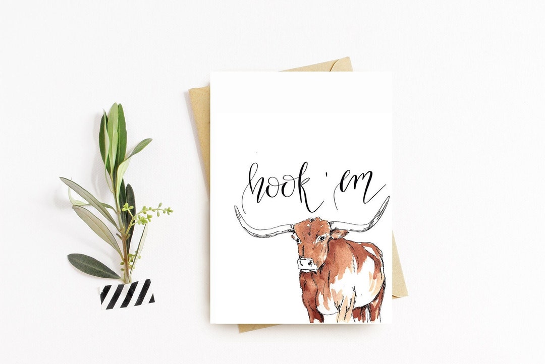 Hook 'em Greeting Card, 5x7, Digital Print - Etsy