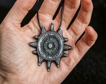 Solar Portal Pendant Antique Brass Sun Pendant sun Portal Amulet Sun ...