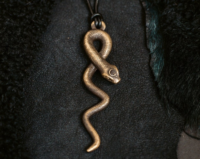 Lilith Goddess Snake Pendant - Brass Snake Charm - Snake Jewelry ...