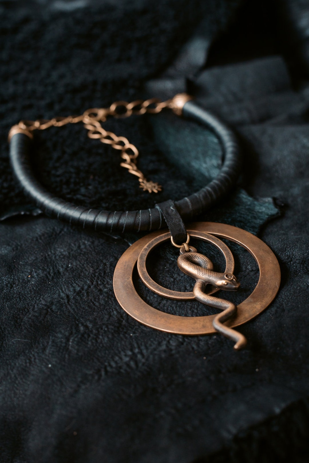 Lilith Serpent Choker: Brass Snake Goddess Necklace - Etsy