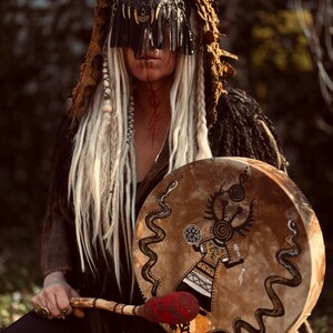 Mini Tuva Shamanic Ritual Headdress - Unisex Face Mask With Fringe ...