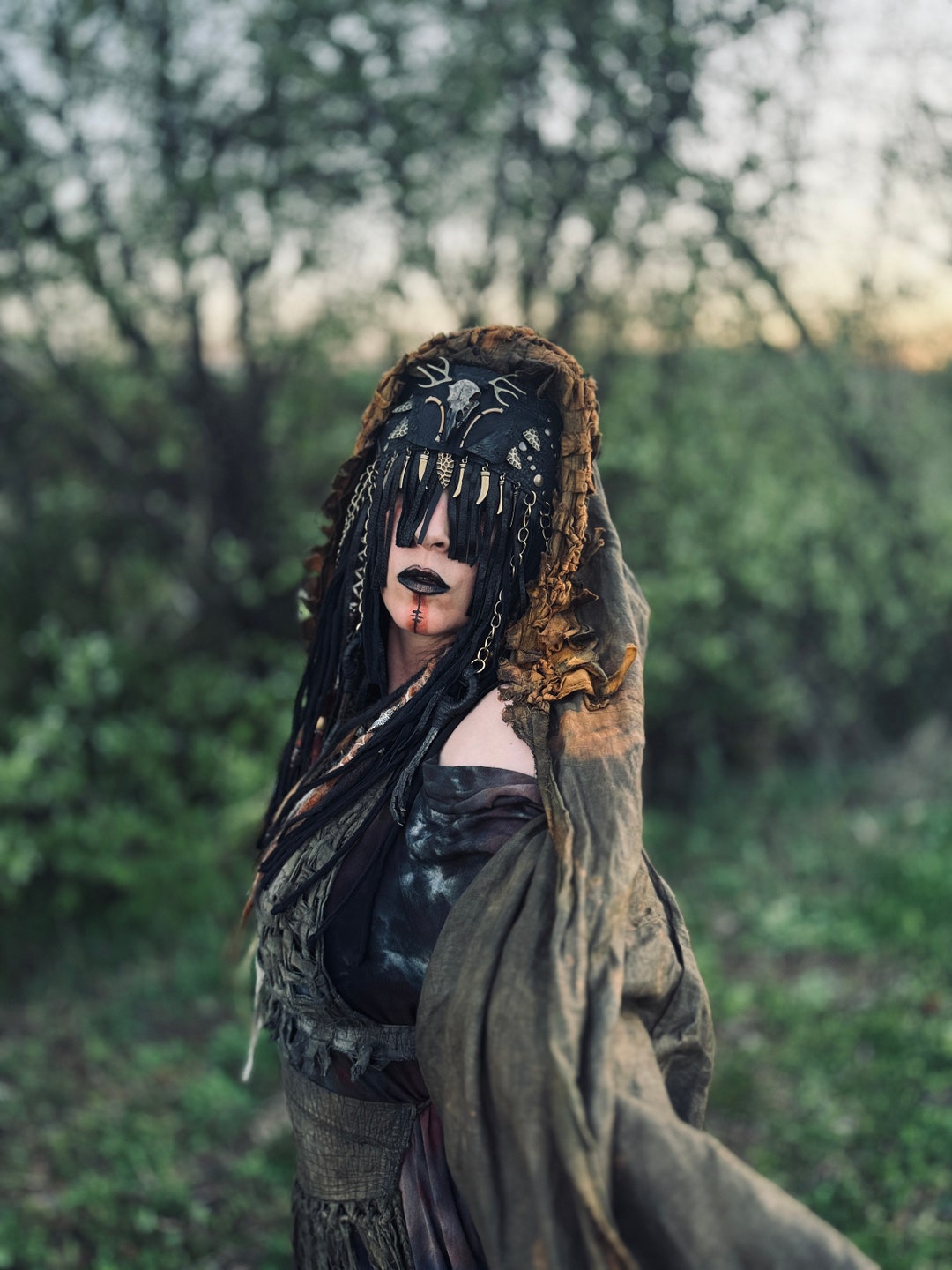 Seer Tribal Face Mask Pagan Ritual Trance Mask Volva Druid Headpiece ...