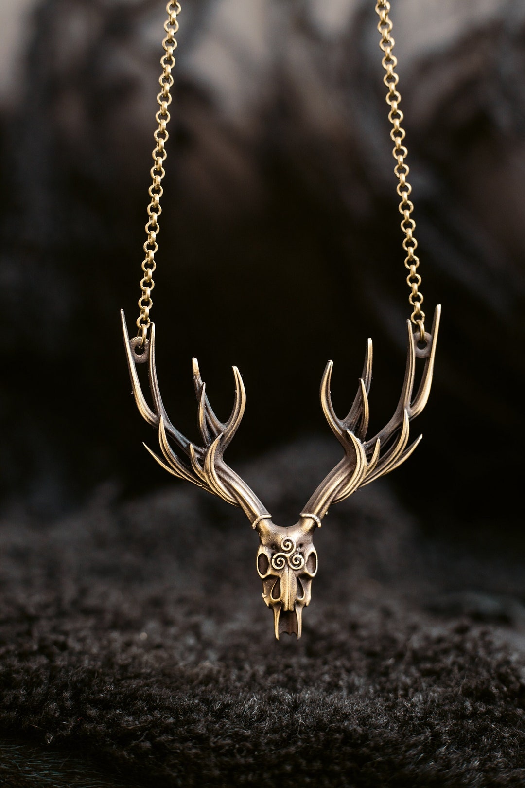 Triskelion Deer Skull Pendant - Deer Skull Amulet - Spirit of the ...