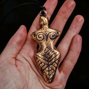 Fertility Goddess Pendant - Brass Goddess Necklace - Cucuteni ...