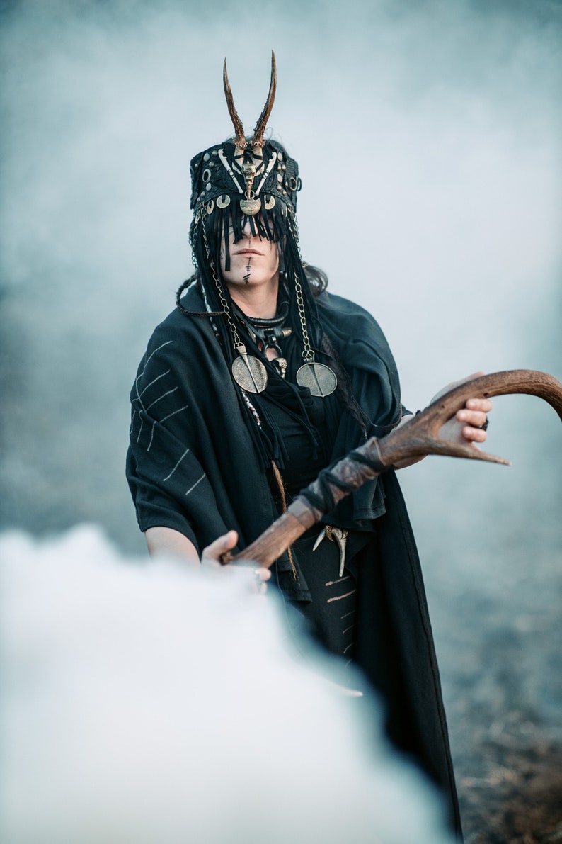 Pagan Ritual Headdress Unisex Face Mask With Fringe Shaman - Etsy