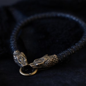 Snake Head Necklace - Torque Leather Serpent Choker - Limited Edition ...