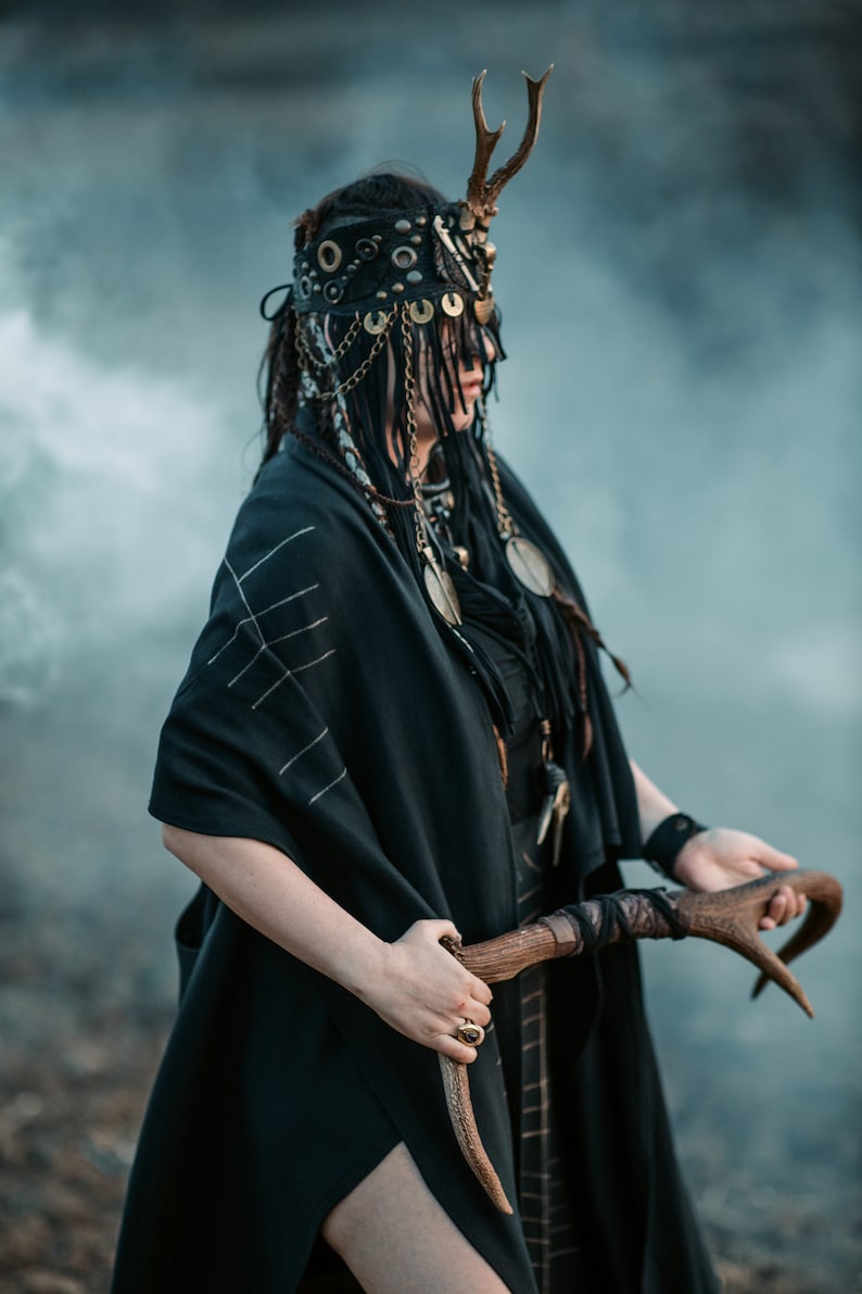 Pagan Ritual Headdress Unisex Face Mask With Fringe Shaman - Etsy