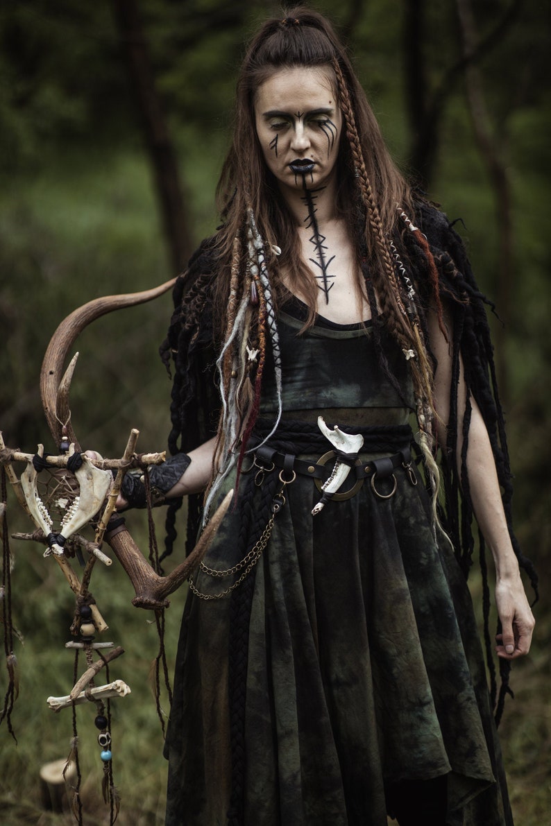 Bone Druid Leather Belt With Elk Jaw: Festival Chain Belt - Etsy