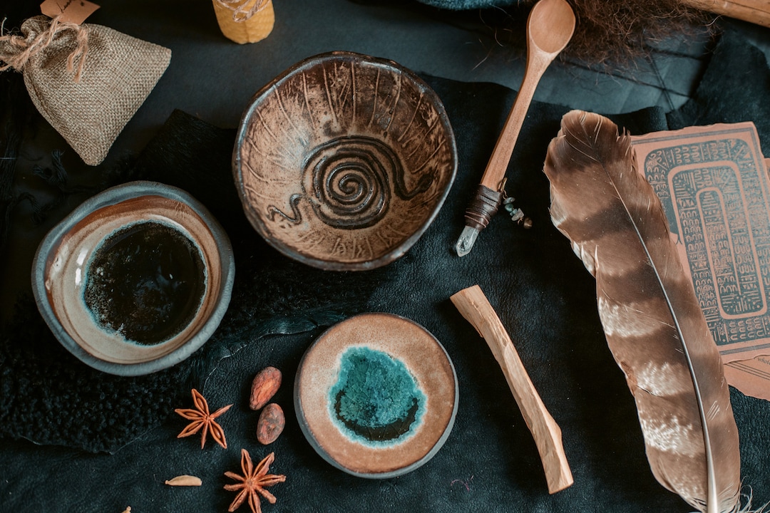 Cosmic Serpent Ritual Set - Handmade Smudge Bowl - Ceramic Incense ...