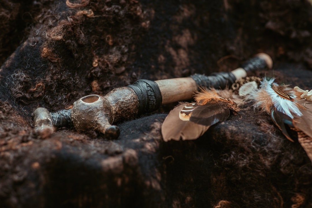 Clay Ceremony Ritual Pipe With Skull, Pipe for Smoking Ritual Mixes ...