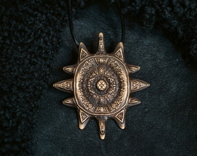 Solar Portal Pendant Antique Brass Sun Pendant sun Portal Amulet Sun ...