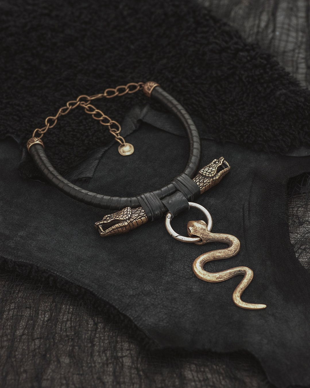 The Vision Serpent Necklace With Cosmic Serpent Pendant - Brass Coiled ...