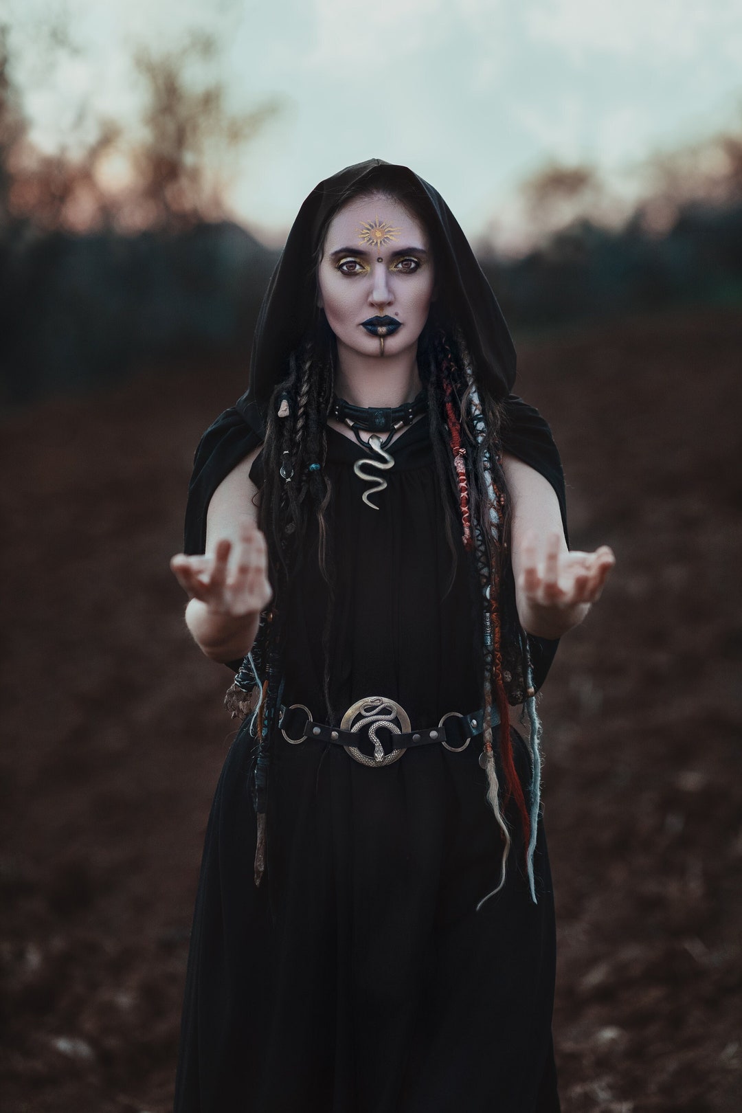 Hecate Serpent Belt: Witchy Brass Snake & Triple Moon Goddess - Etsy