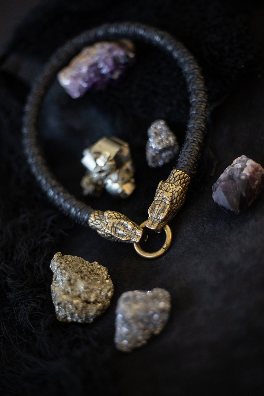 Snake Head Necklace - Torque Leather Serpent Choker - Limited Edition ...