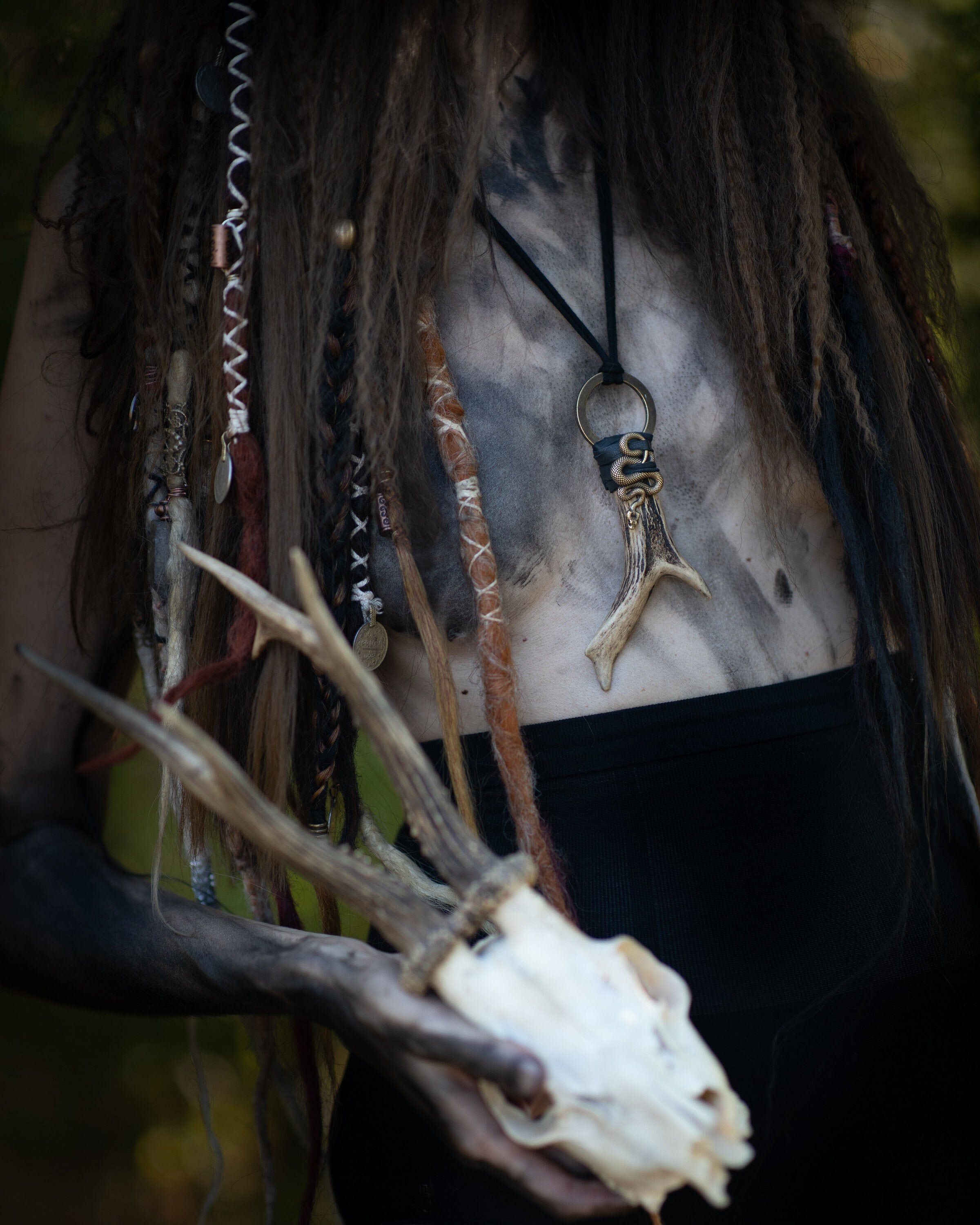 Shamanic Antler Necklace Serpent and Antler Amulet Unisex - Etsy