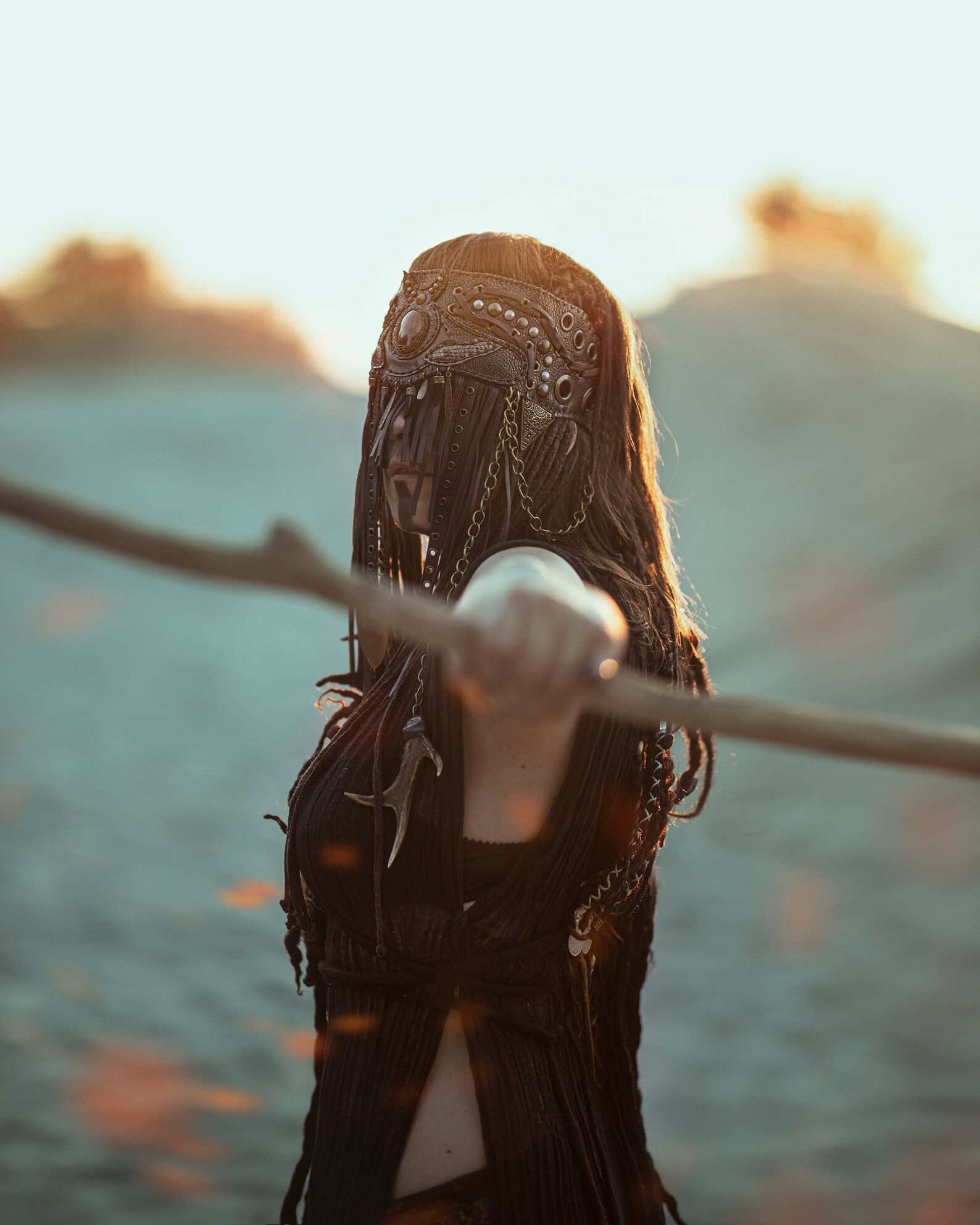 Pagan Ritual Headdress Unisex Face Mask with Fringe | Etsy