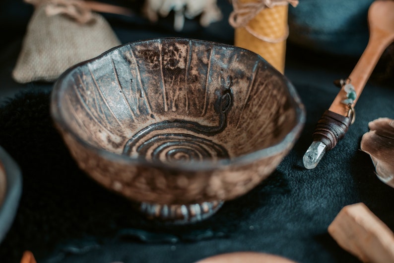 Cosmic Serpent Ritual Set: Handmade Ceramic Smudge Bowl & Altar Censer ...