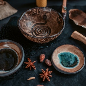 Cosmic Serpent Ritual Set: Handmade Ceramic Smudge Bowl & Altar Censer ...
