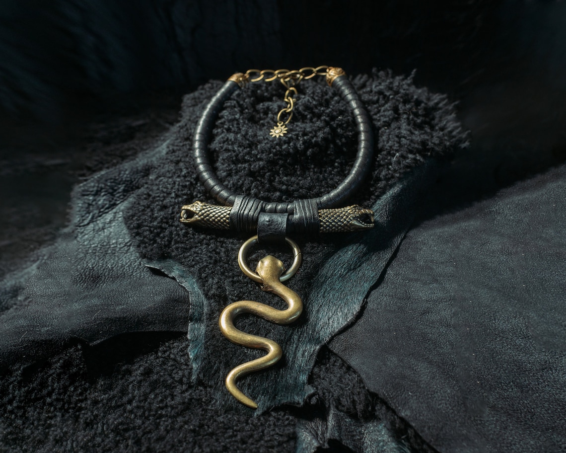 Coatl Necklace - Snake Sprit Torque - Brass Coiled Serpent Snake ...