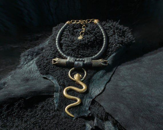 Coatl Necklace Snake Sprit Torque Brass Coiled Serpent - Etsy