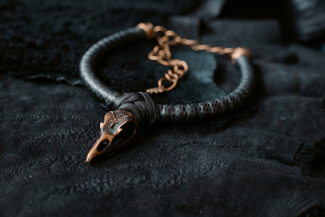 Kuthk Raven Skull Choker - Corvus Jewelry - Raven Choker - Gothic Pagan ...
