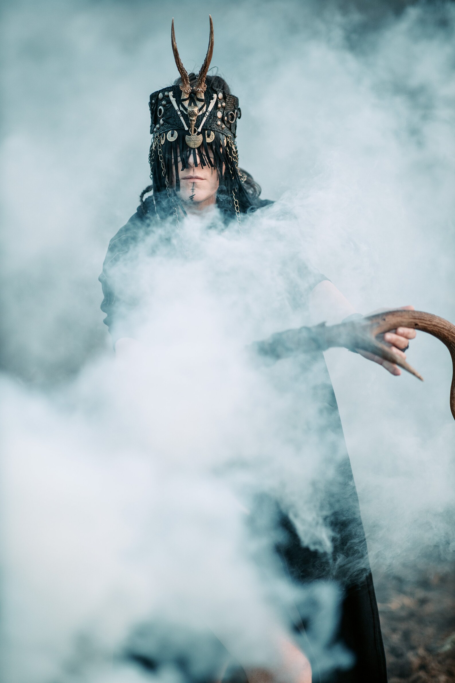 Pagan Ritual Headdress Unisex Face Mask With Fringe Shaman - Etsy