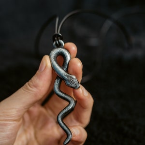 Silver Patina Snake Charm Necklace - Lilith Goddess Snake Pendant ...
