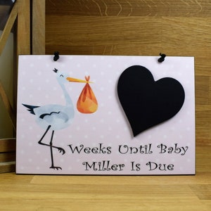 PERSONALISED Baby Countdown Plaque Weeks Until Baby is Due Handmade ...