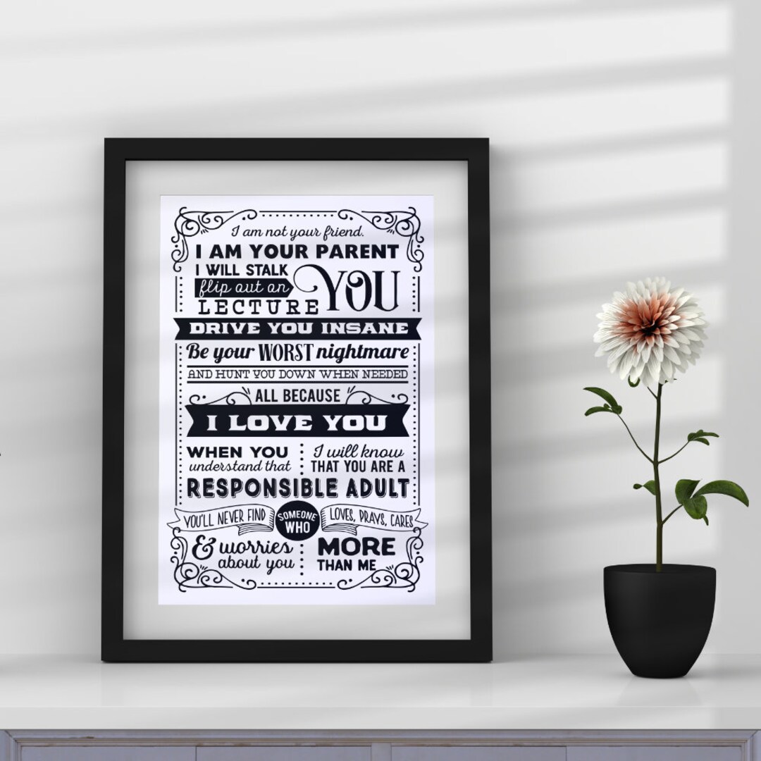 Parent Rules A4 Unframed Family Print for Kids Family - Etsy