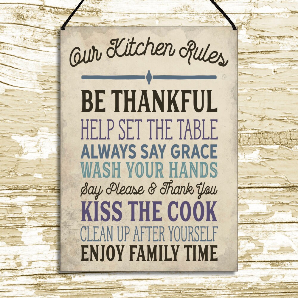 Kitchen Rule Sign-Our Kitchen Rules-Kitchen Decor-Kitchen Wall | Etsy