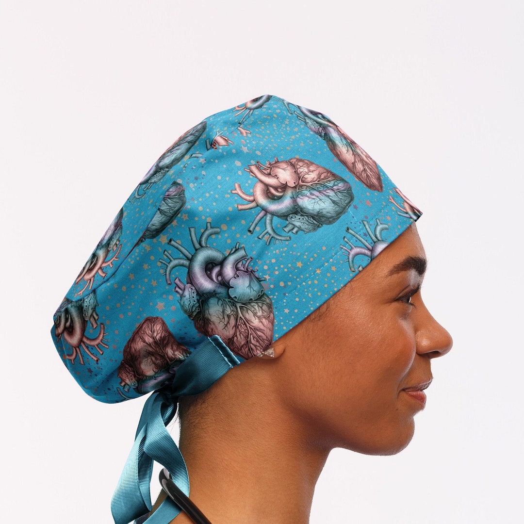 Cardiac Scrub Caps for Women, Nurse Scrub Hat Toggle, Heart Surgical ...